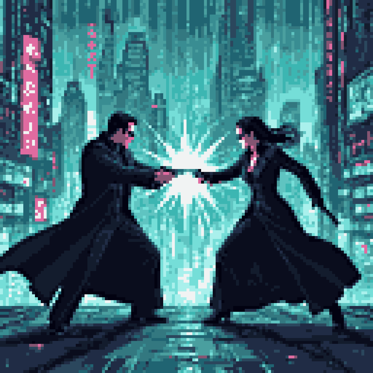 Cyberpunk Showdown: Neon City Standoff