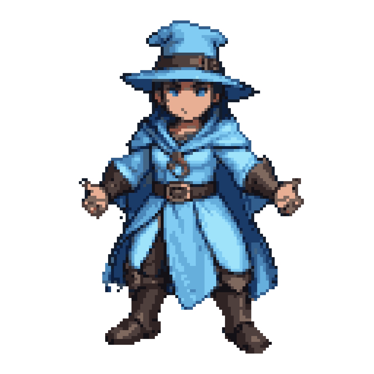Young Mage Casting Magic: Pixel Game Art
