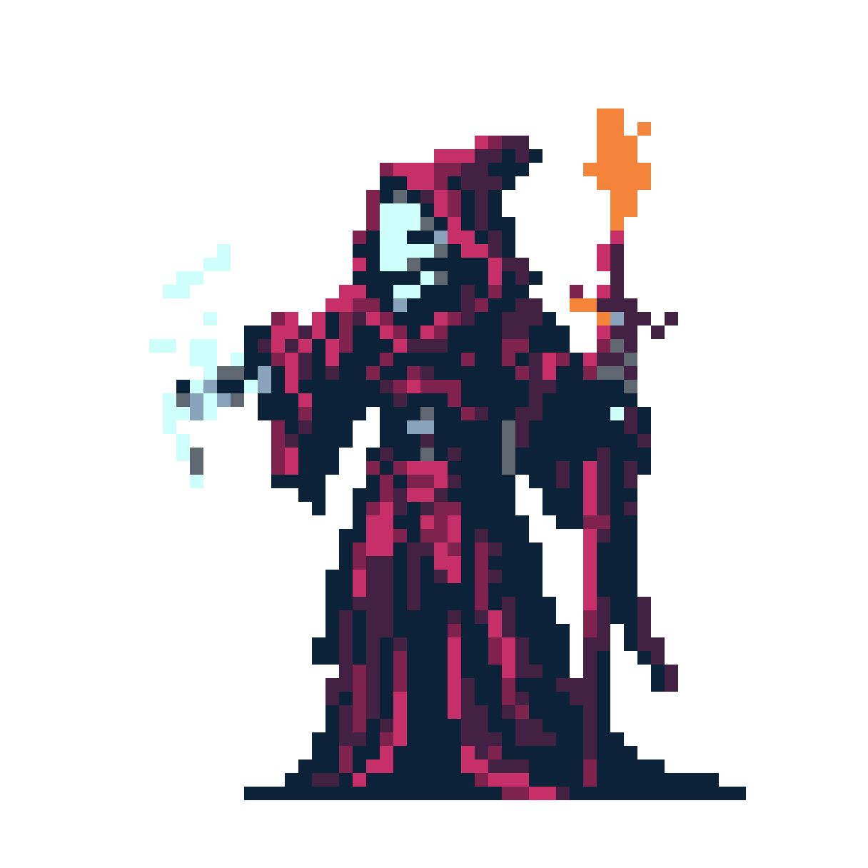Dark Mage Conjures Fiery Magic, Sinister Aura