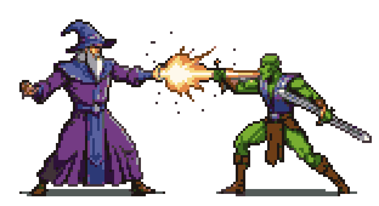 Wizard vs Warrior: Fiery Magic Battle