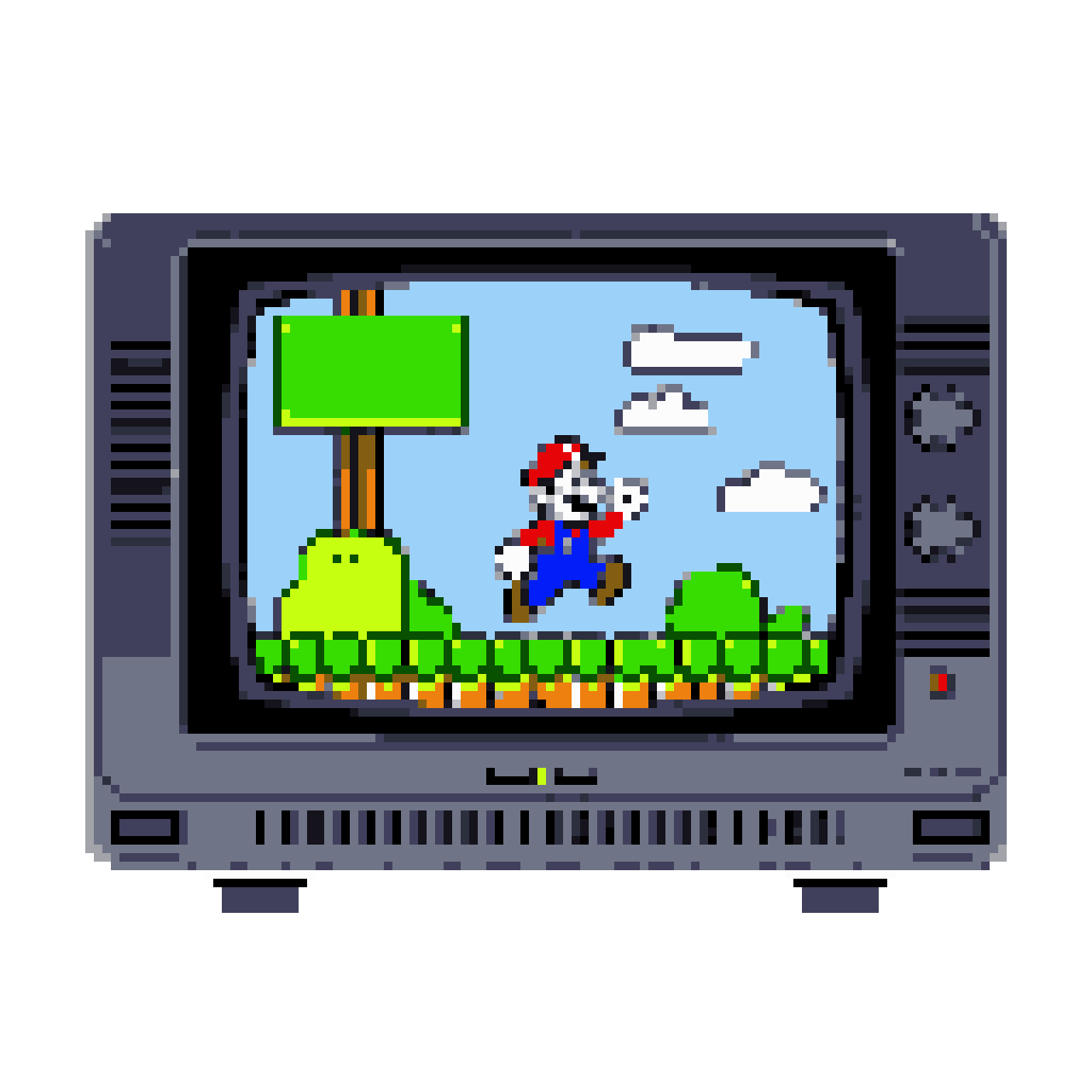 Mario Jumps: Classic TV Retro Game Scene