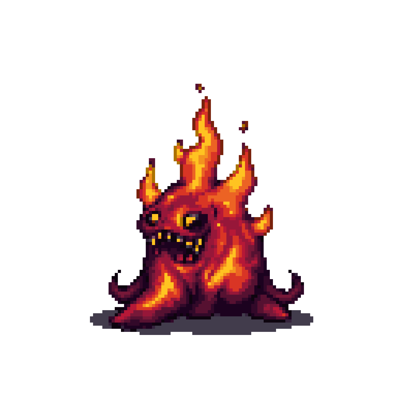 Fiery Demon Monster: Menacing Maw & Glowing Eyes