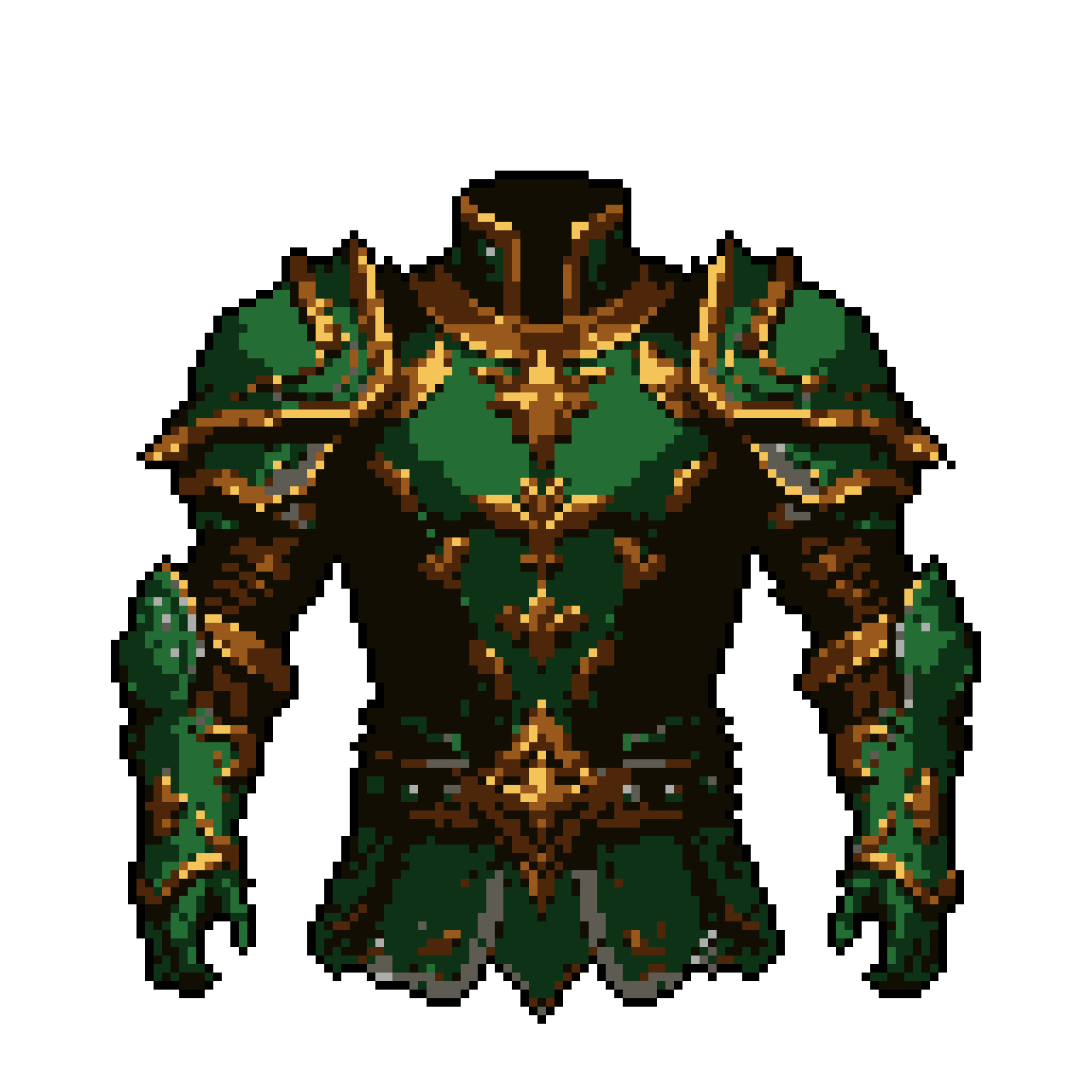 Ornate Green & Gold Fantasy Armor | Game Asset