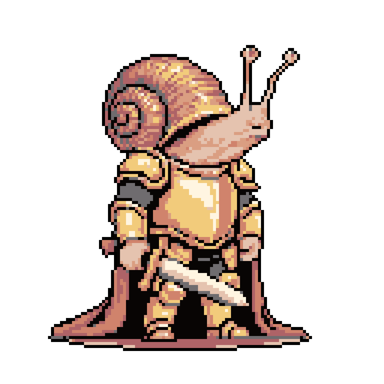Game Asset Sprite: Golden Snail Knight: Ready for Battle
