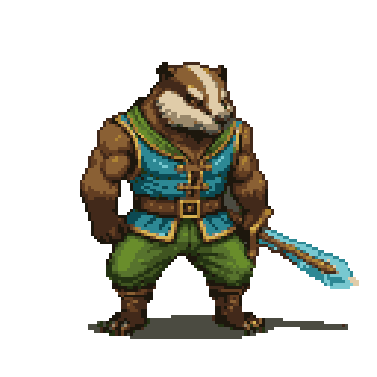 Badger Warrior with Ice Sword: Water Hero's Might