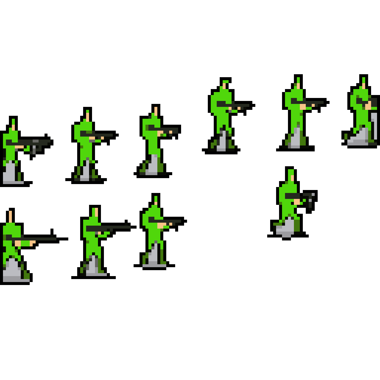 Green Soldier Animation Frames - Retro Game Sprite
