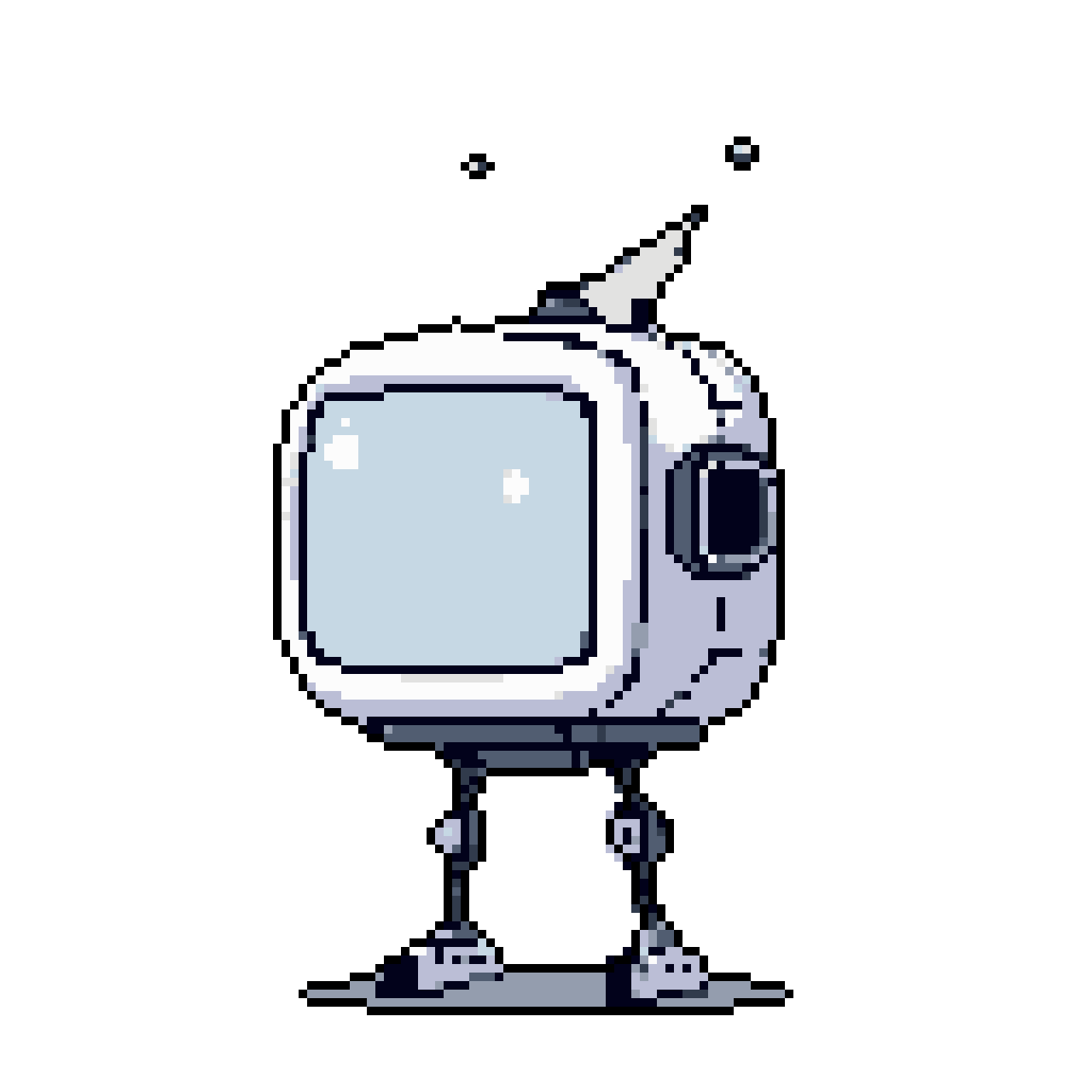 Sentient TV-Head Robot: Quiet Solitude in Monochrome
