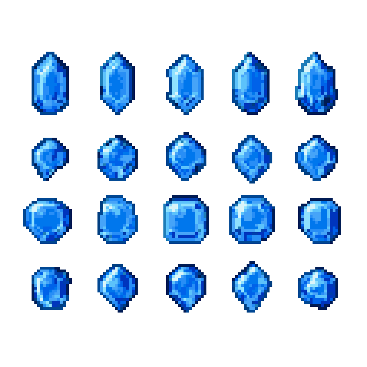 Glowy Blue Gems Sprite Sheet