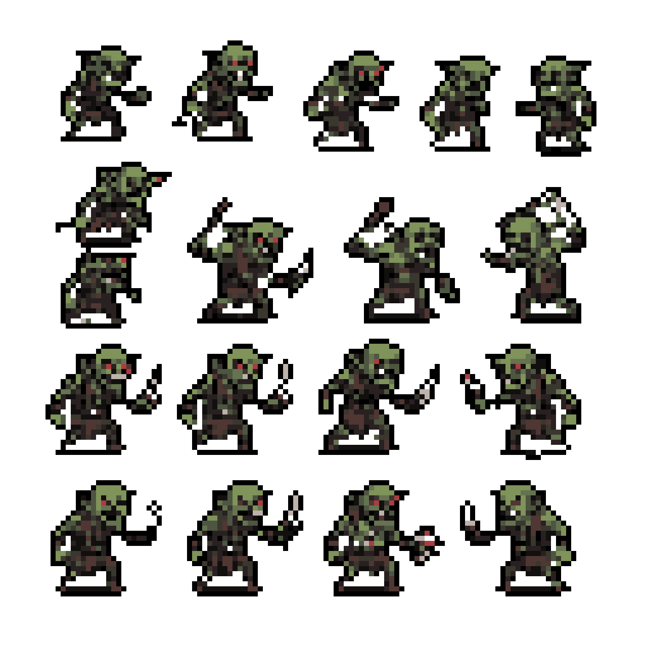 Sickly Green Monster Attack Animation Frames