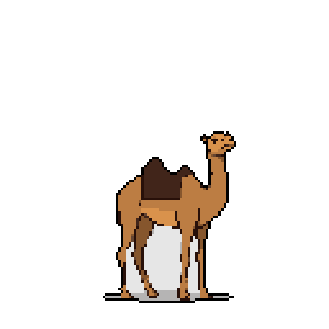 Sprite: Camel on White Block: Earthy Tones, Enigmatic Stare