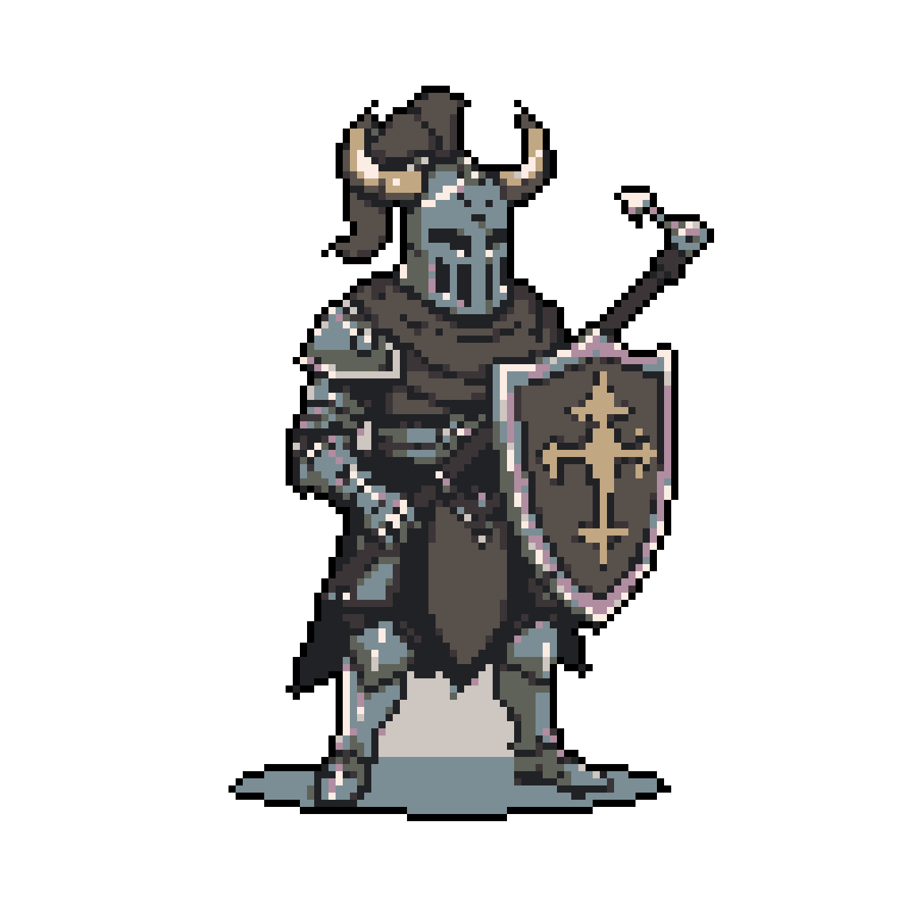 Pixel: Armored Knight Ready for Battle: Dark Fantasy Warrior