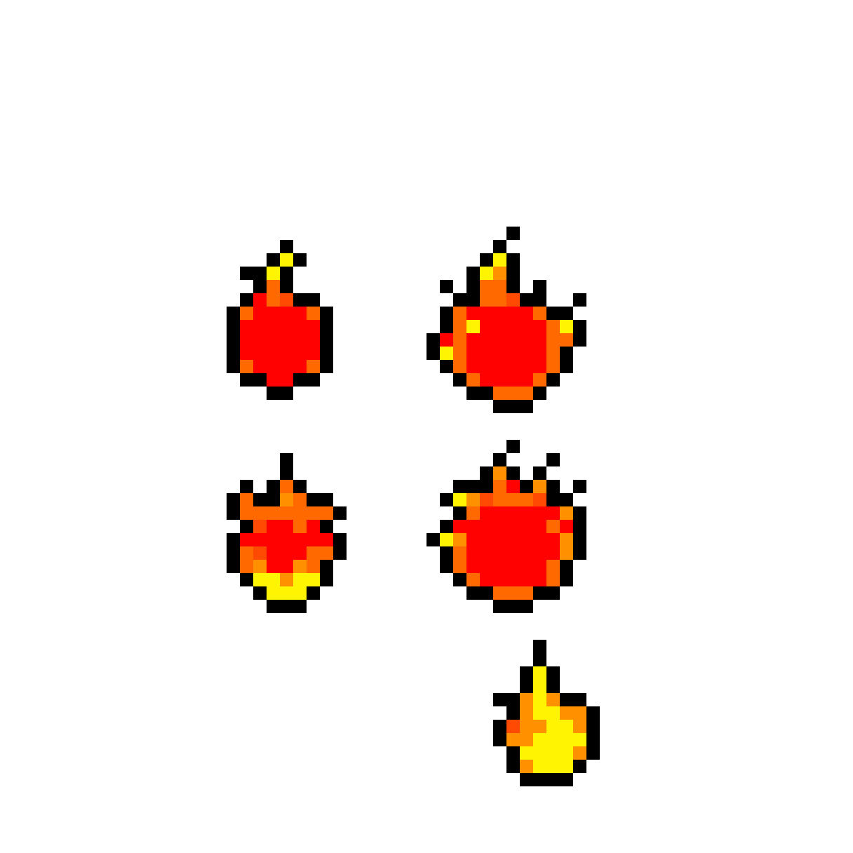 Fiery Sprite Grid: Animated Flame Variations