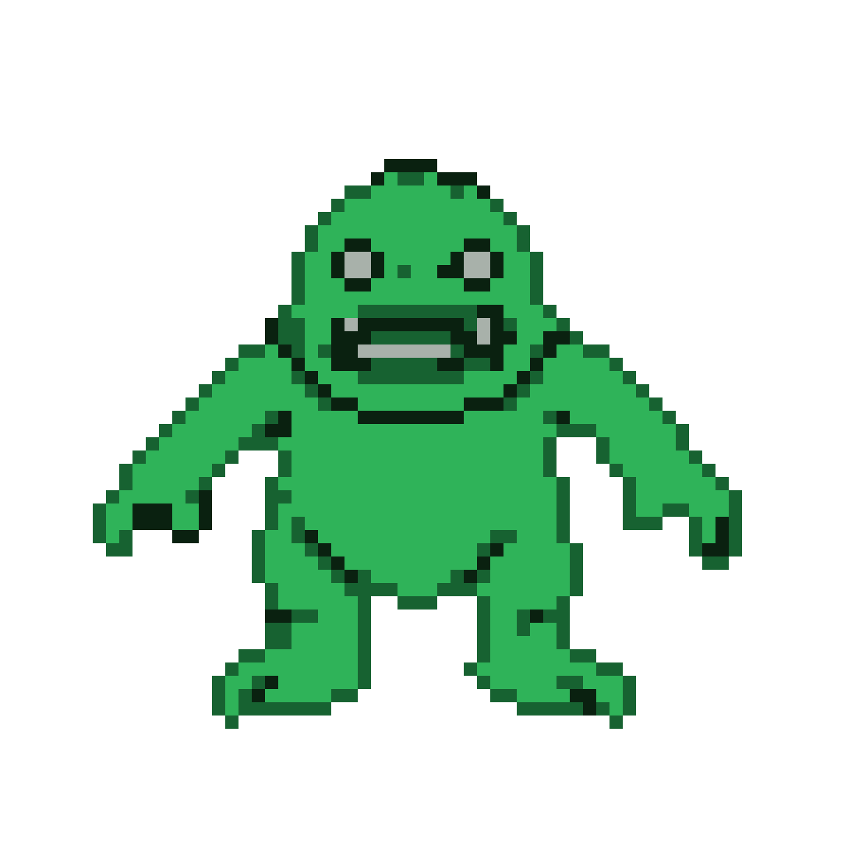 Dopey Green Monster Roaring: Retro Game Enemy