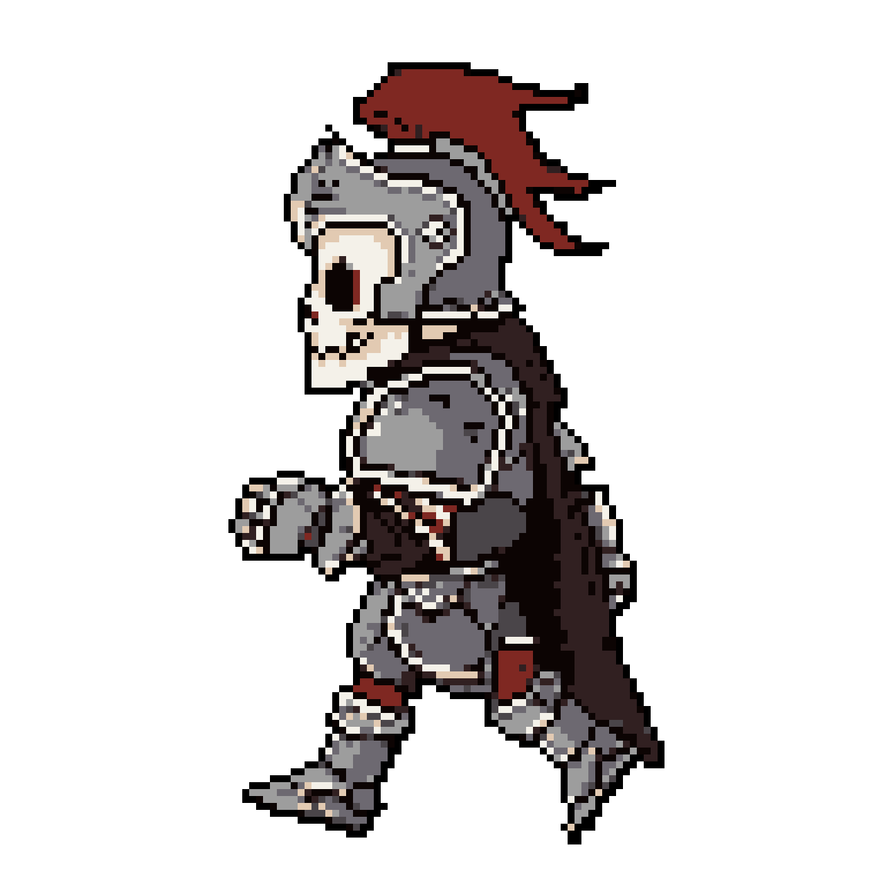 Ominous Knight Walks: Muted Tones, Dark Cape
