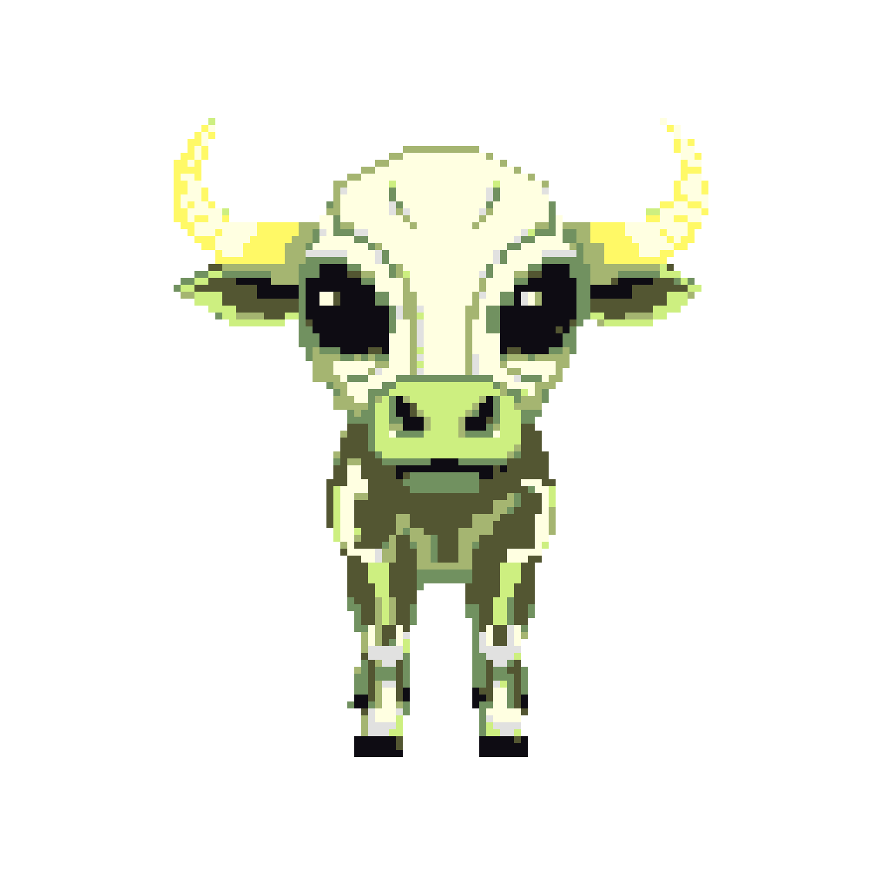 Cute Yellow Bull with Bright Horns - Whimsical Character