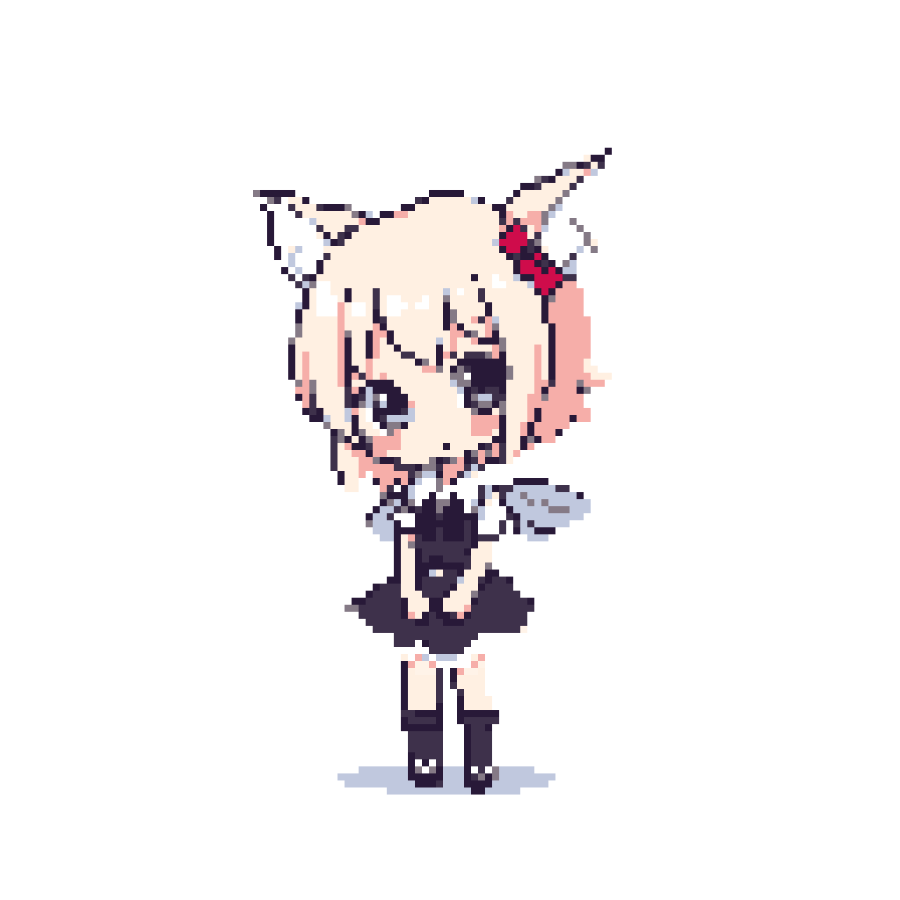 Melancholy Neko Girl: Chibi Anime Portrait