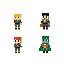 4 different characters in square - Pixel Art | generated with AI by sandacz