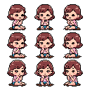 9 character girl pose idle spritesheet - Pixel Art | generated with AI ...