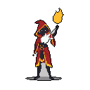 A dark-skinned sorceress casting a fireball spell. The sorceress is ...