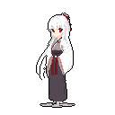 A full-body model of a Chinese girl with white hair, red eyes, and ...