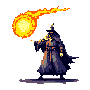 a mage in a stand position throwing a fire ball more detield clean - Pixel Art | generated with ...