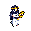 A pixel art sprite of Orpheus in the style of "The Legend of Zelda: A ...