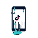 a smartphone with tears rolling down its screen displaying the tiktok ...