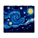 A starry night in outer space, painted in the style of Vincent van Gogh. Swirling galaxies ...