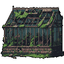 Abandoned greenhouse with cracked glass and overgrown plants - Pixel Art | generated with AI by ...