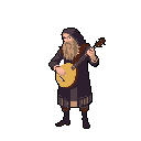 bard with instrument full body - Pixel Art | generated with AI and edited by sandacz