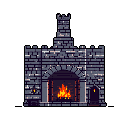 big extravagant fireplace in a castle made of bricks top down - Pixel ...