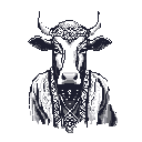 black and white cow - Pixel Art | generated with AI and edited by sandacz