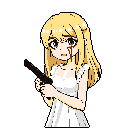 blonde girl, white transparent dress, crying, dead stare, holding ...