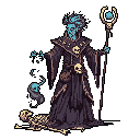 blue necromancer full body wierd - Pixel Art | generated with AI and ...
