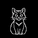 cat with white outline on black backdrop - Pixel Art | generated with ...