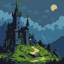 dark fantasy castle - Pixel Art | generated with AI by sandacz