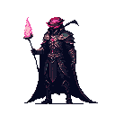 dark fantasy rose magician - Pixel Art | generated with AI and edited by sandacz