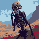 dark fantasy skeleton in rose valley realistic - Pixel Art | generated ...