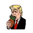 Donald Trump eating a pineapple - Pixel Art | generated with AI by Igor