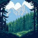 forest hillside - Pixel Art | generated with AI by Norfira Wizard