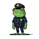 frog policeman - Pixel Art | generated with AI and edited by sandacz