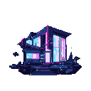 Futuristic pixie hause - Pixel Art | generated with AI by sandacz