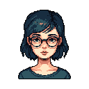 girl with short mullet hairstyle and round glass - Pixel Art ...