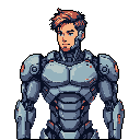 human with robot parts - Pixel Art | generated with AI and edited by ...
