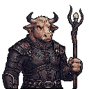 humanoid cow merchant portrait dark fantasy style - Pixel Art | generated with AI and edited by ...