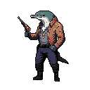 humanoid dolphin with golden pistol - Pixel Art | generated with AI and ...