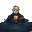jason voorhees chained in a lake - Pixel Art | generated with AI and ...