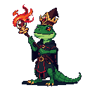 lizard mage in ceremonial suit and big wand with ruby of power on top - Pixel Art | generated ...