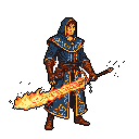 mage with fire sword - Pixel Art | generated with AI and edited by sandacz