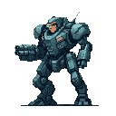 man in mech c - Pixel Art | generated with AI and edited by pixie.haus